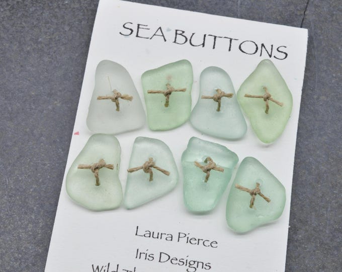 Shades of Eight a Set of Sea Foam Green Natural Maine Sea Glass Buttons ...
