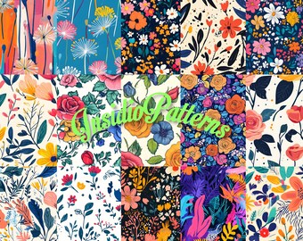 32 Groovy Violets Digital Paper - Seamless Groovy Violet Floral ...