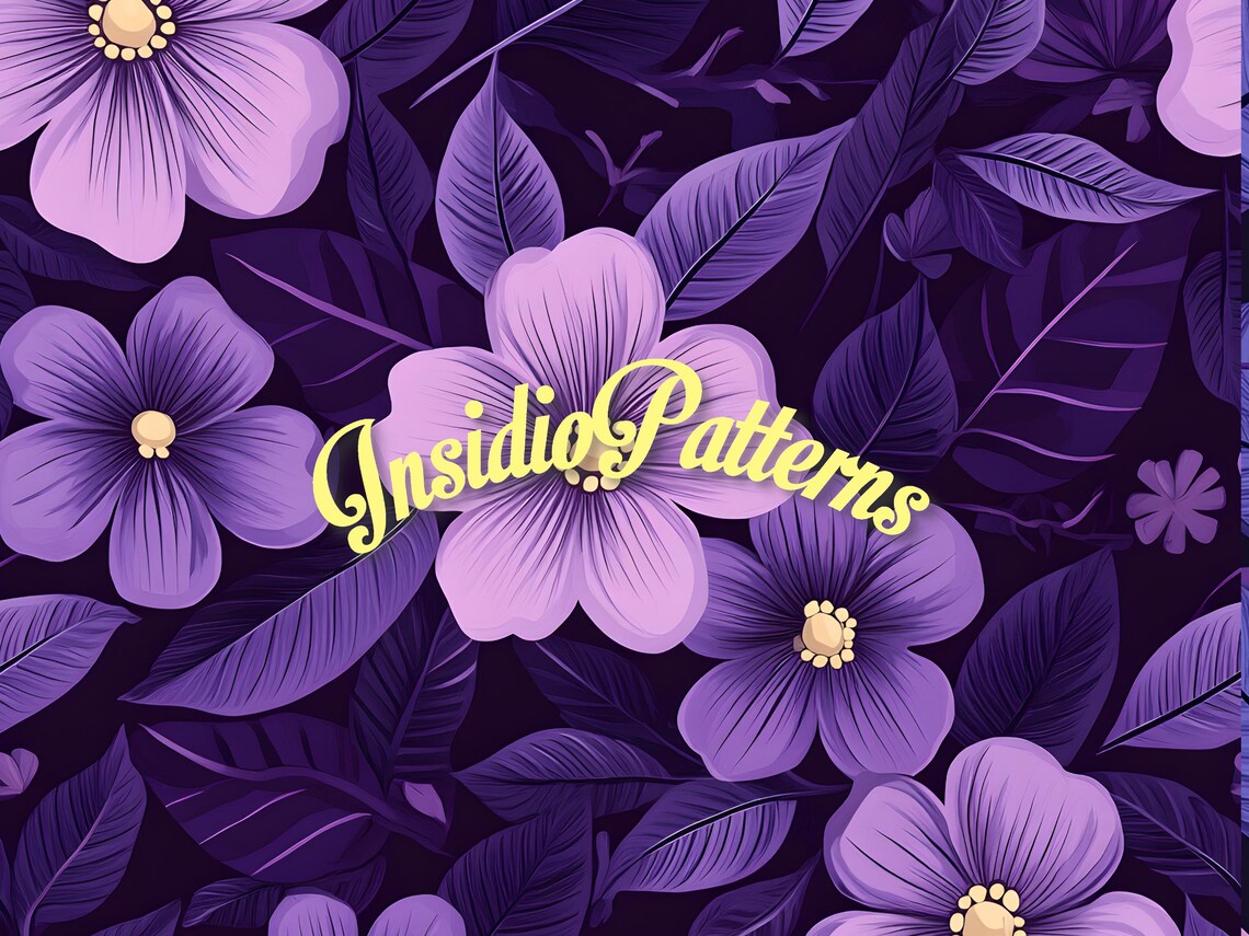 32 Groovy Violets Digital Paper - Seamless Groovy Violet Floral ...