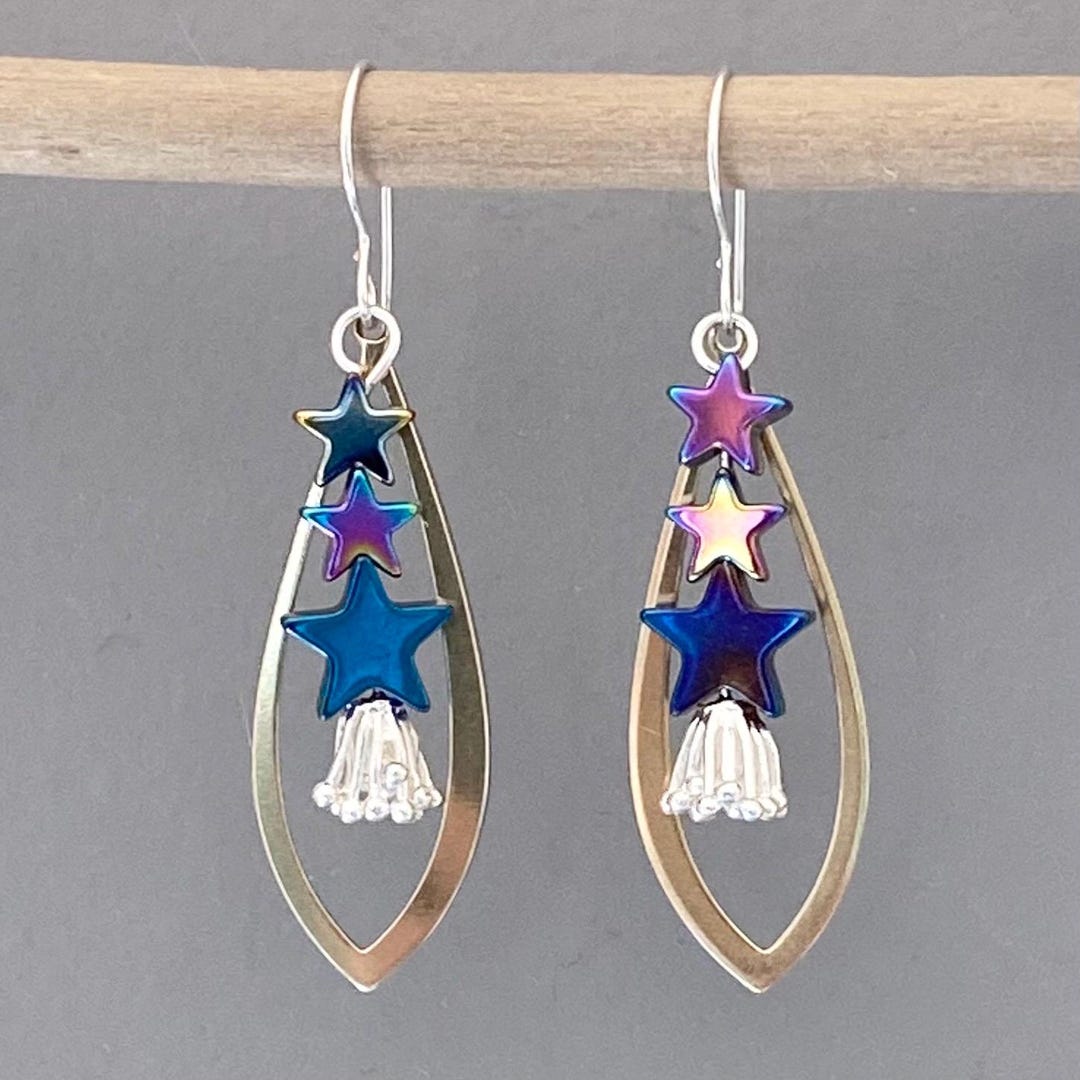 Sterling Silver Darkside of the Moon Earrings, Festival Earrings ...