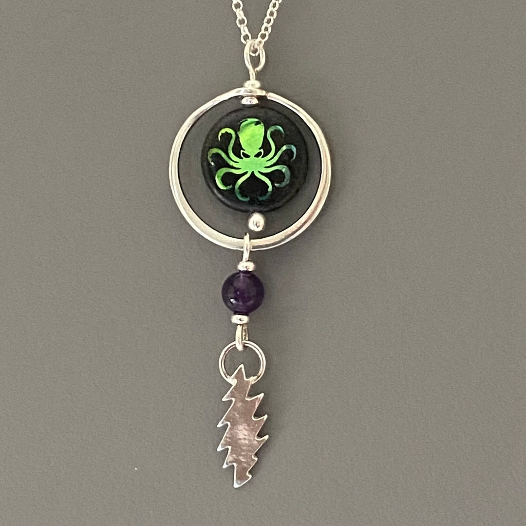 JRAD Necklace, Octopus, Sterling Silver Pendant, 13point Bolt Deadhead ...