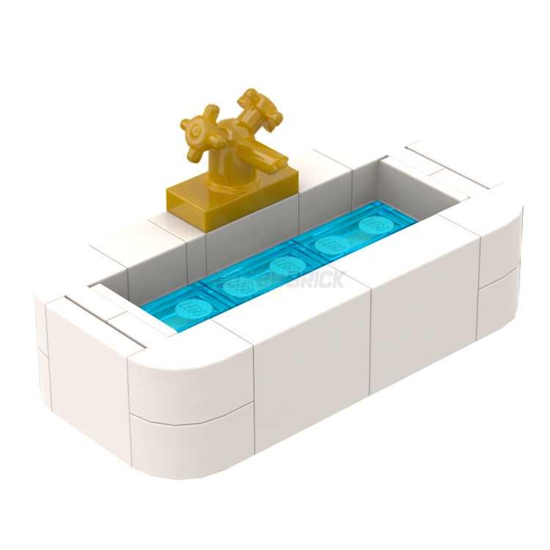 LEGO "bathtub" - Bathroom Bath, White With Gold Tap [minimoc] - Etsy