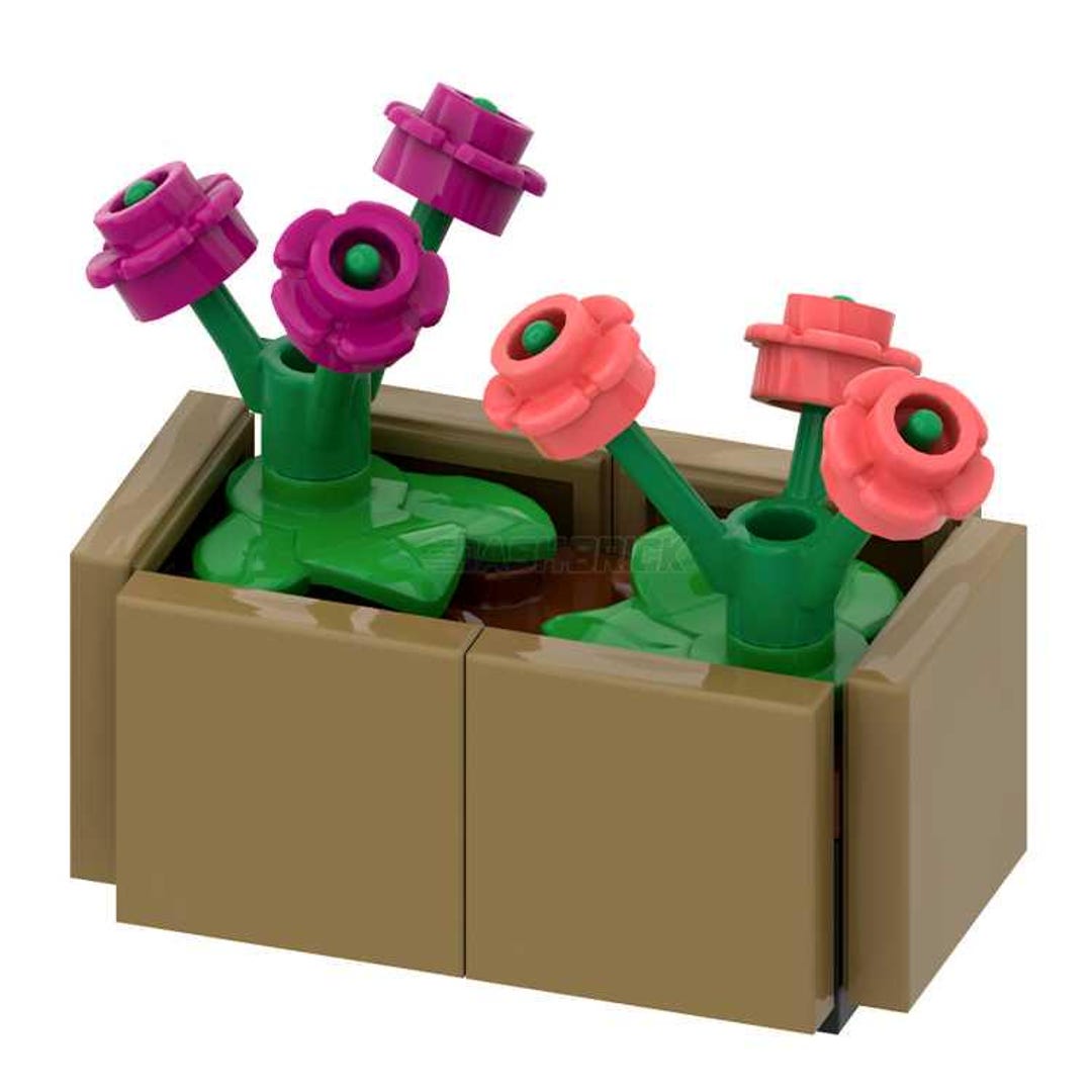 LEGO "flower Planter Box Large" - Coral & Magenta Flowers [minimoc] - Etsy