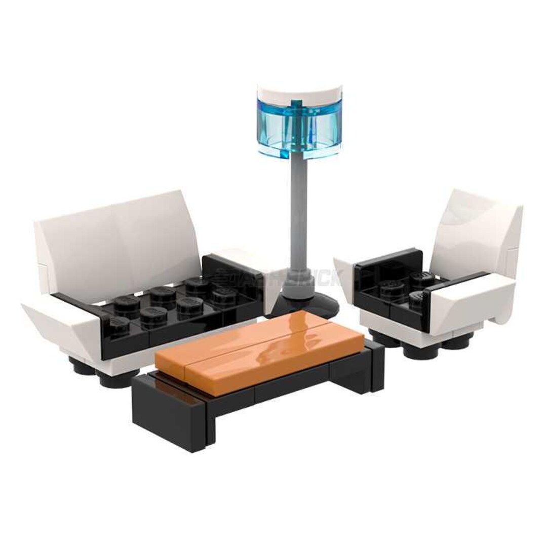 LEGO "retro Reclining Lounge Set" - White Chairs, Coffee Table, Lamp ...