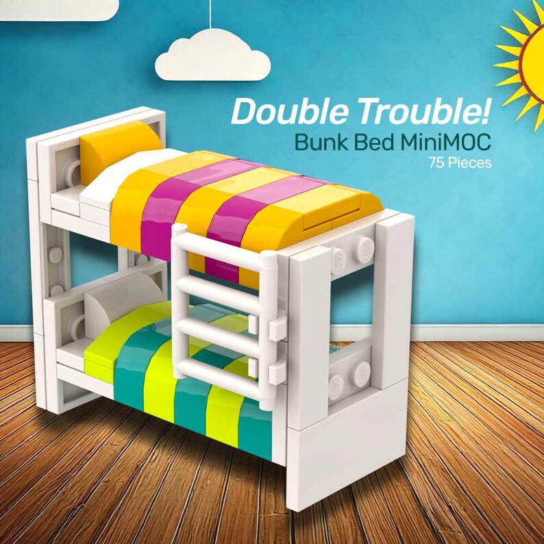 LEGO children's Bunk Beds White Frame, Coloured Sheets minimoc - Etsy