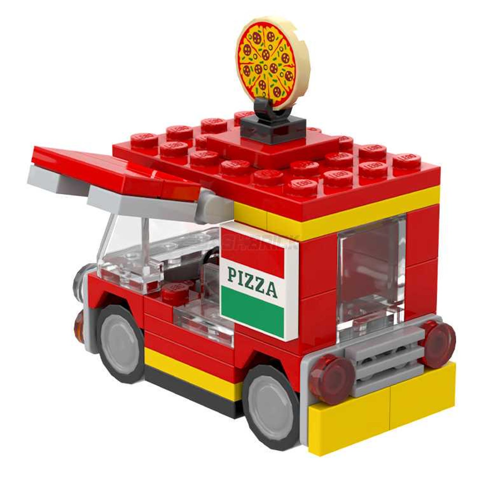 LEGO "lil' Slice Station" - Mini Pizza Truck, Red & Yellow [minimoc] - Etsy