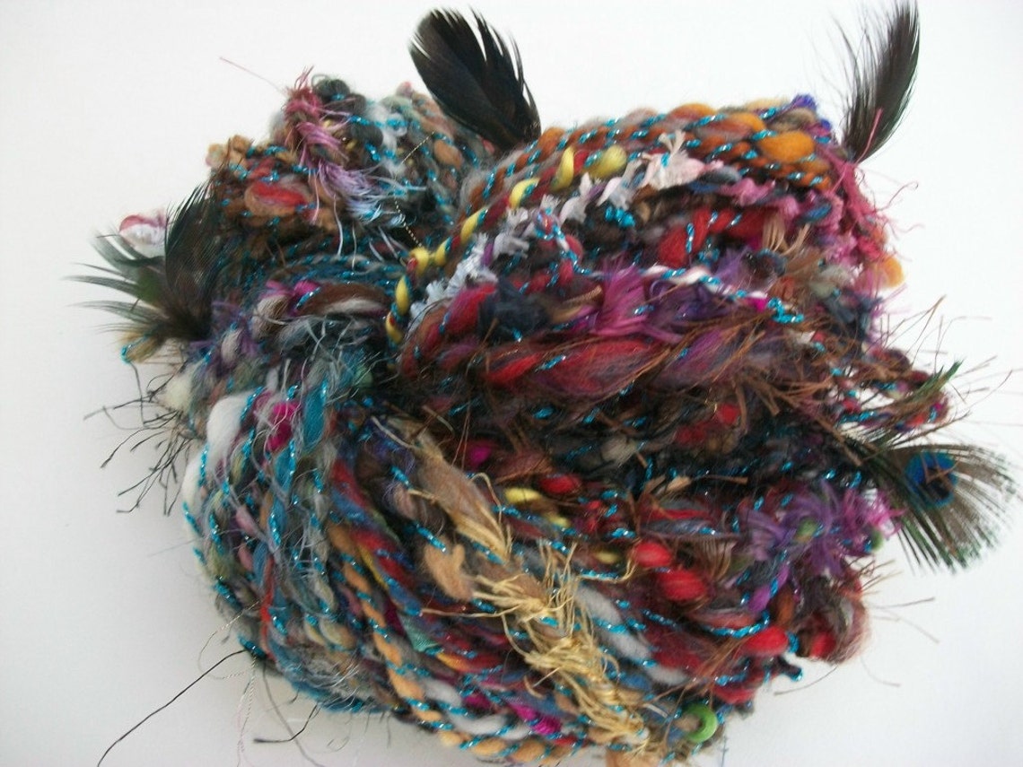 Handspun art crazy yarn. MODERN HERA. | Etsy