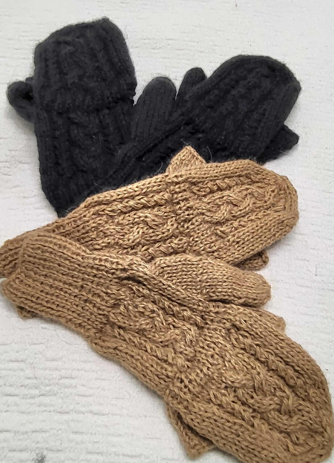 Hand Knit Alpaca Glittens. Convertible Fingerless Mittens. Black ...