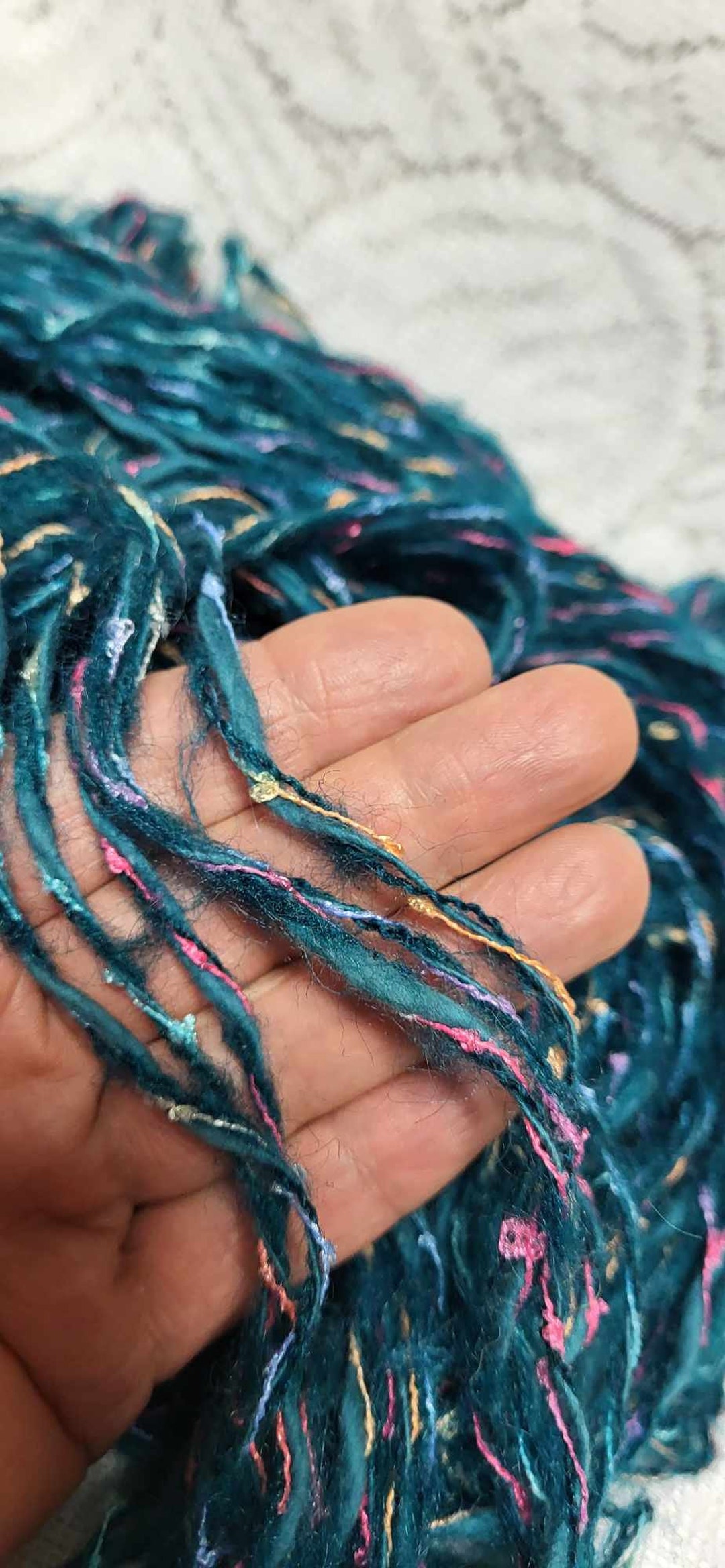 Hand Spun Natural Dye. BFL Sheep Fiber. Hand Spun Green Yarn. Mermaid ...