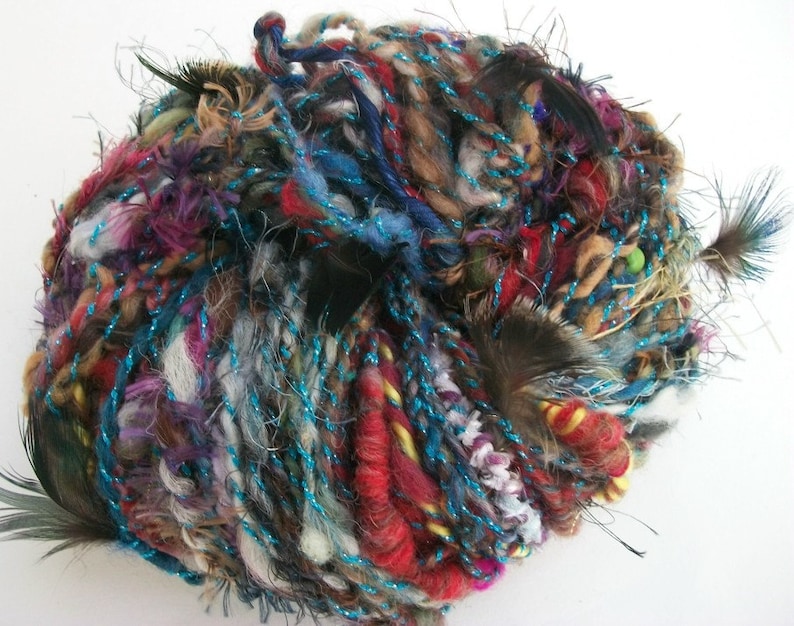 Handspun art crazy yarn. MODERN HERA. | Etsy