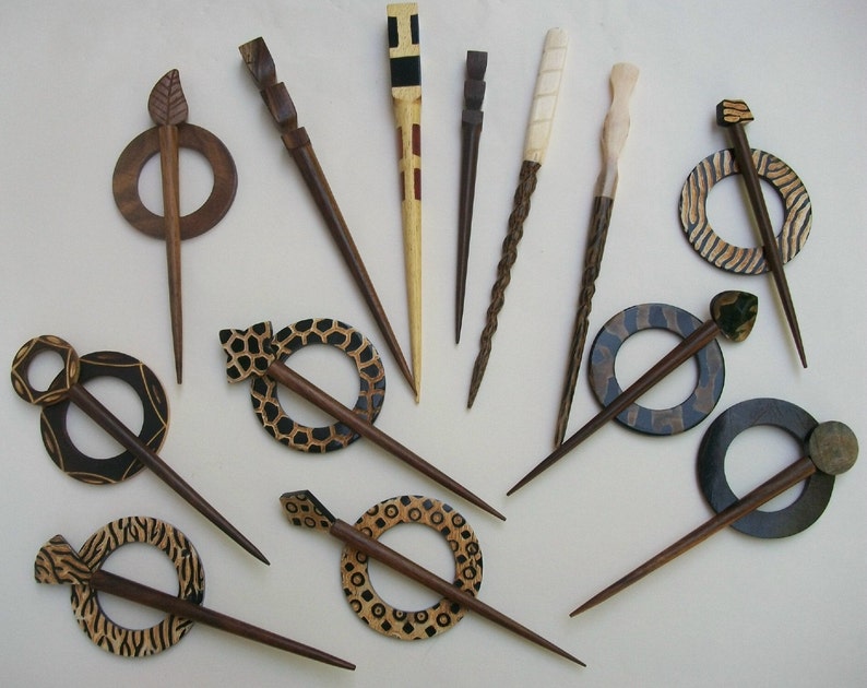 Bone and Wood Wrap Closure Shawl Pin Hair Slider Barrette - Etsy