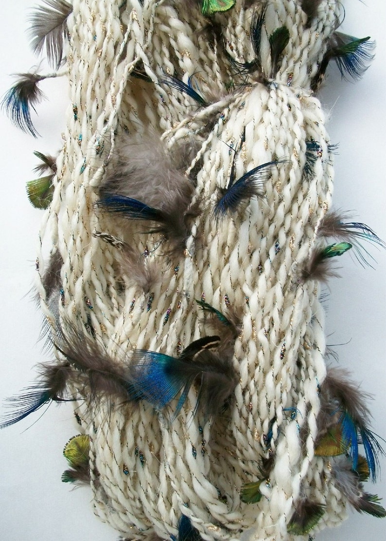 Handspun Art Yarn: Shetland, Peacock Feather & Silk - 131 Yards - Etsy