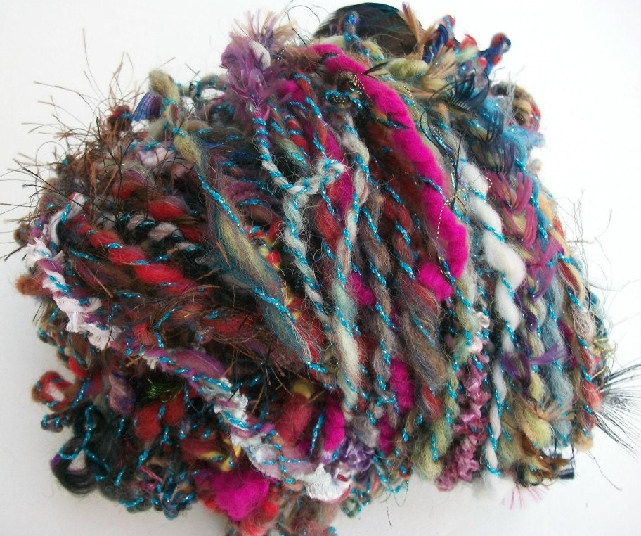 Handspun art crazy yarn. MODERN HERA. | Etsy