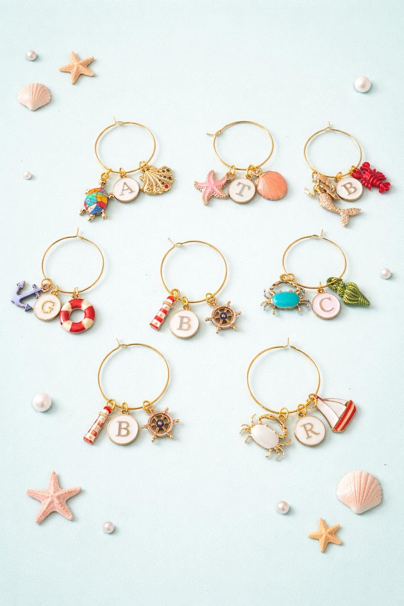 Last Toast on the Coast Initial Wine Charms, Beach Bachelorette, Last ...