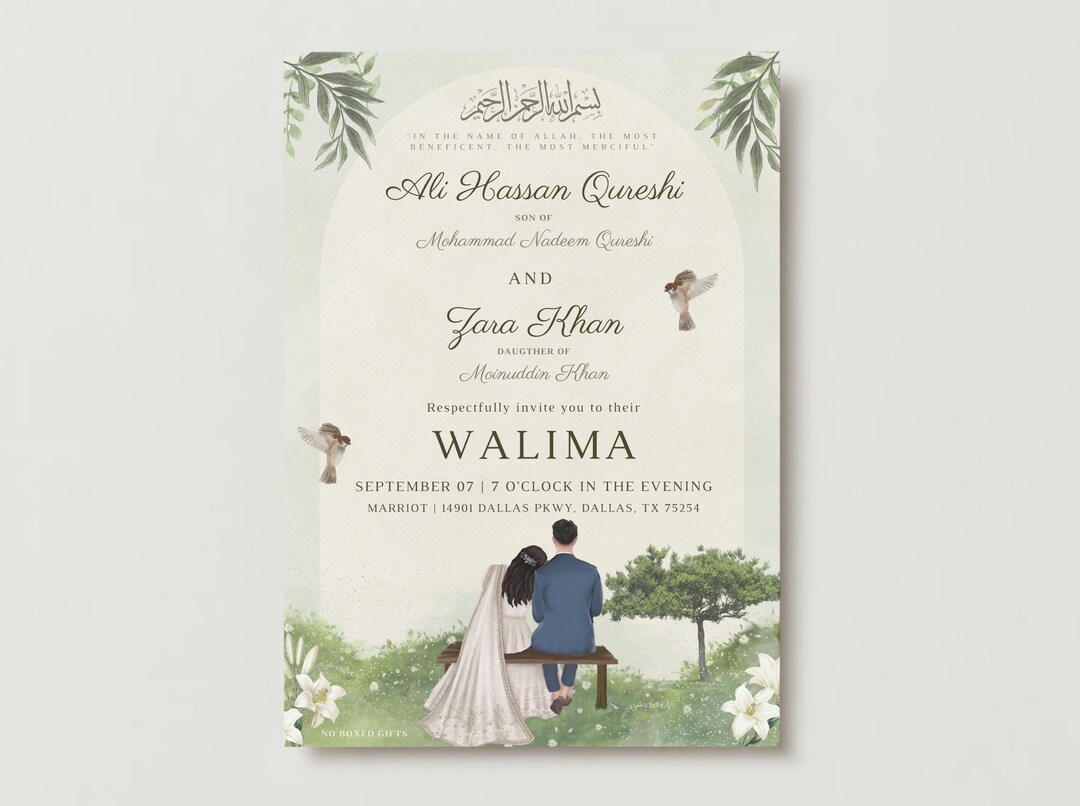 Walima Wedding Invitation Template - Etsy