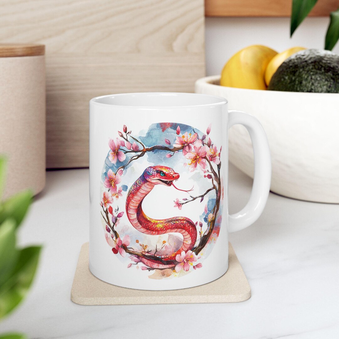 Snake Chinese New Year Mug, Year of the Snake, Watercolor Design ...