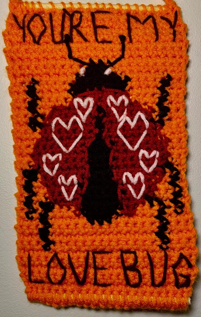 You're My Love Bug -- Crochet Tapestry Wall Hanging - Etsy