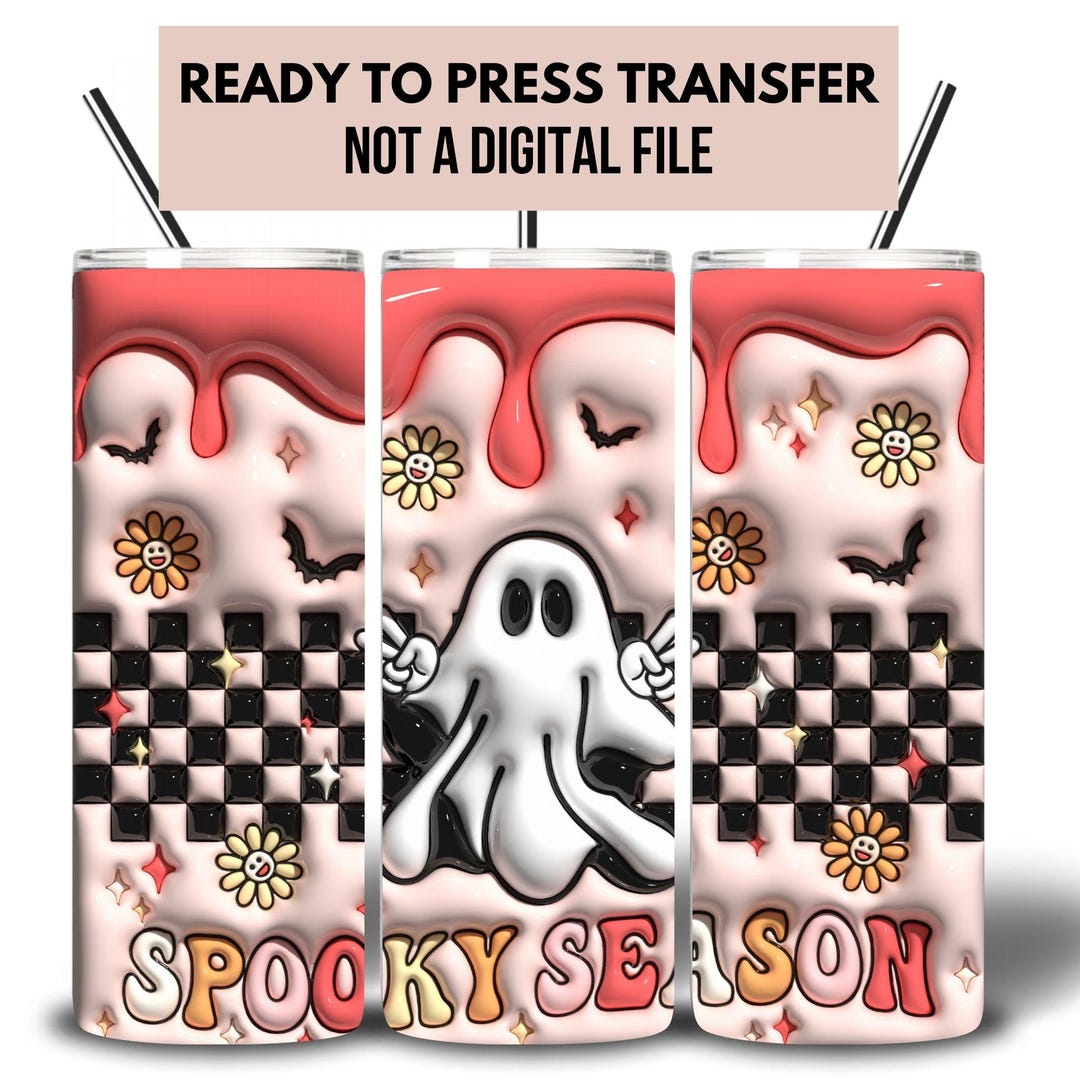 3d Halloween Retro Ghost Transfer, Ready to Press Transfer, 20oz Spooky ...