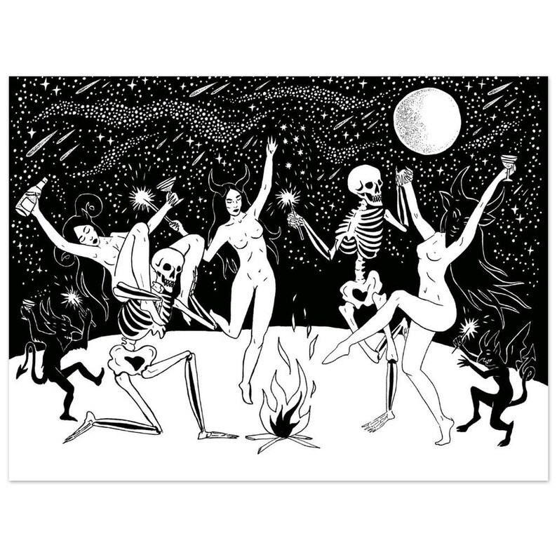 Danse Macabre Art Print / Witches Skeletons Devils Night Dance ...
