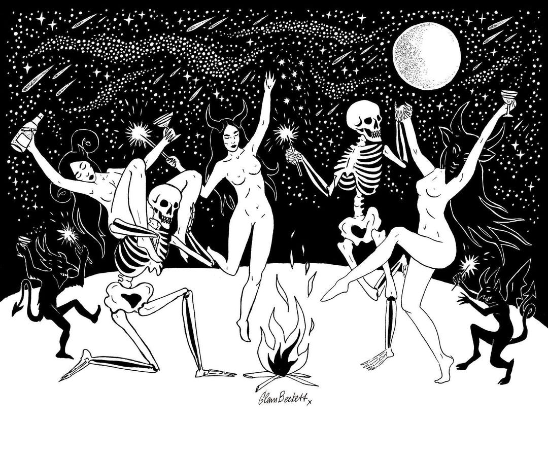 Danse Macabre Art Print / Witches Skeletons Devils Night Dance ...
