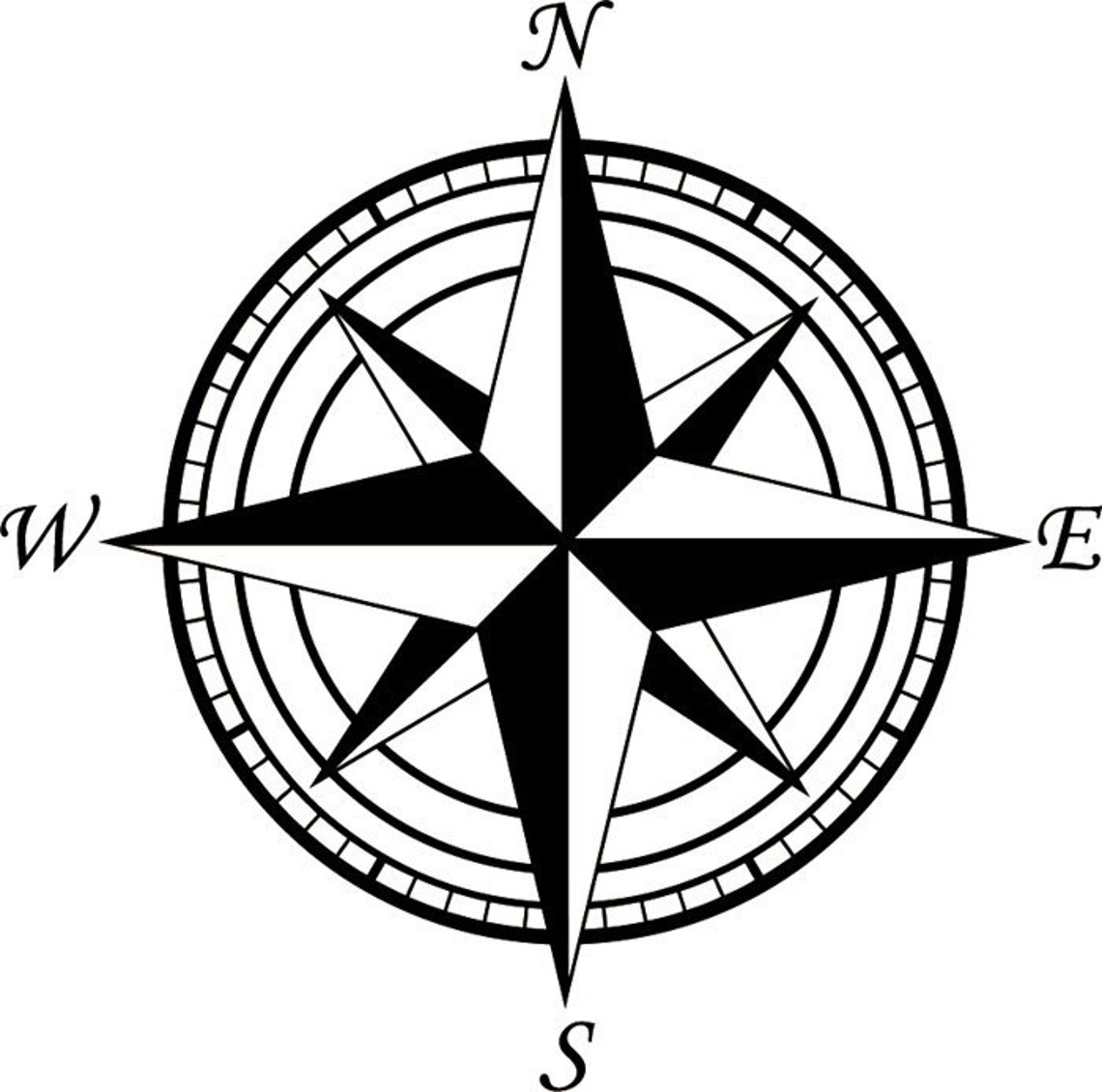 Large Compass Clock Vinyl Wall Art & Clock Kit - Etsy