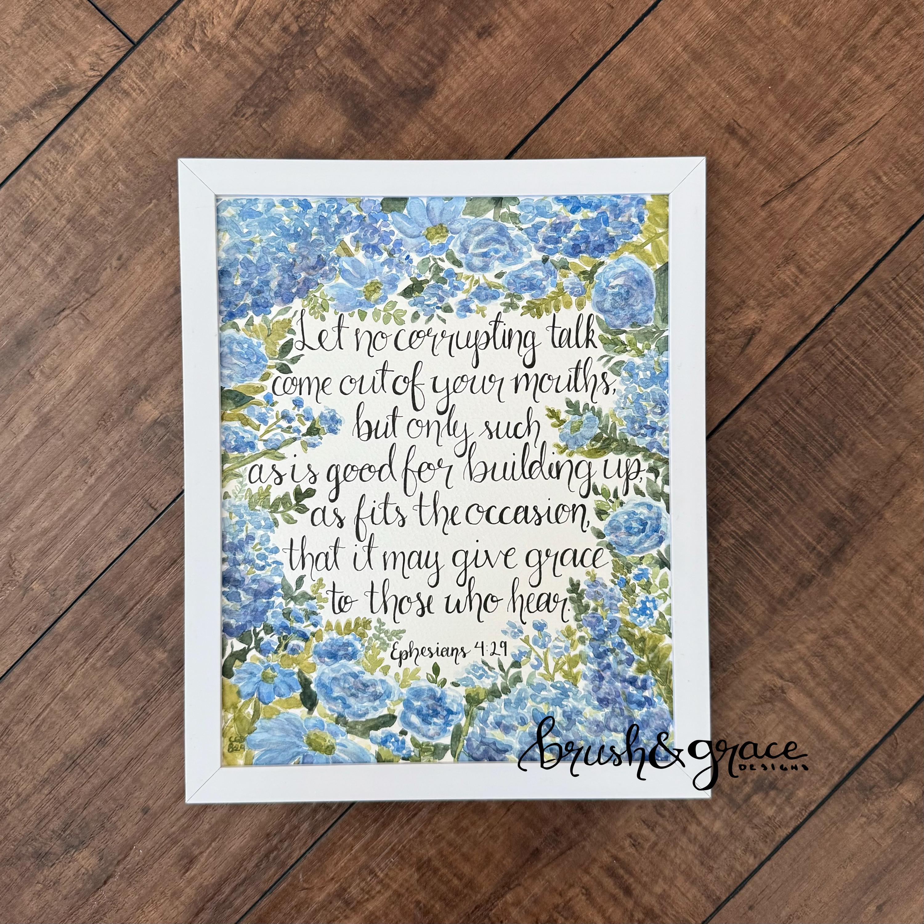 Ephesians 4:29 Scripture Download Floral Watercolor Digital Art ...