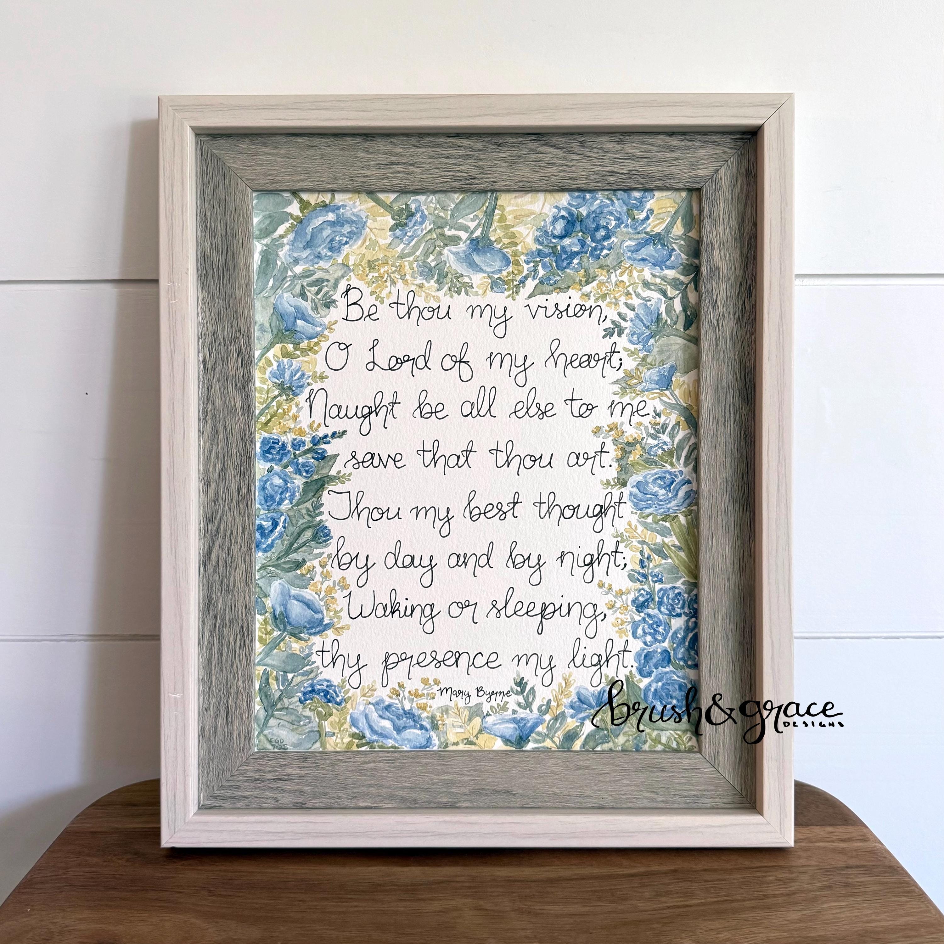 Be Thou My Vision Digital Download Watercolor Blue Floral Painting Home ...