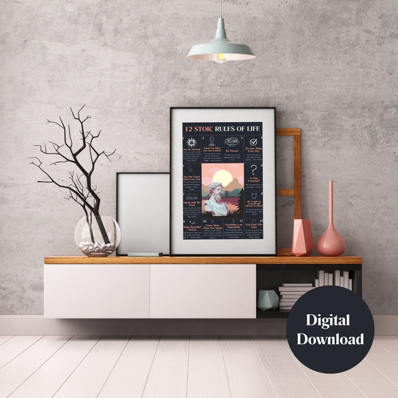 12 Stoic Rules of Life Poster - Inspirational Wall Art - Stoic ...