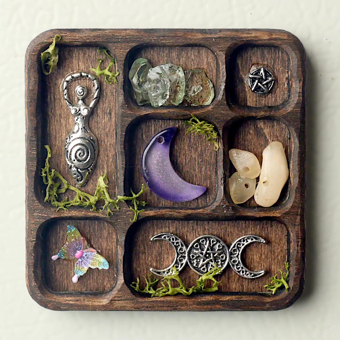 Portable Pagan/wiccan Altar, Shrine for Nature Goddess, Triple Moon ...