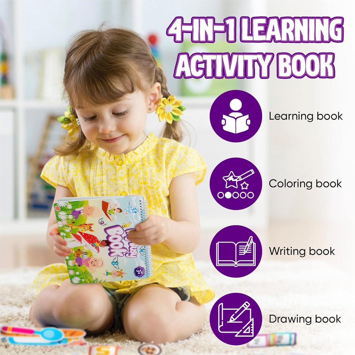Busy Book for Toddlers & Preschoolers- Busy Book With Durable Carrying ...