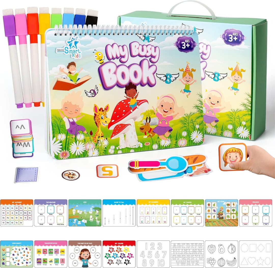Busy Book for Toddlers & Preschoolers- Busy Book With Durable Carrying ...