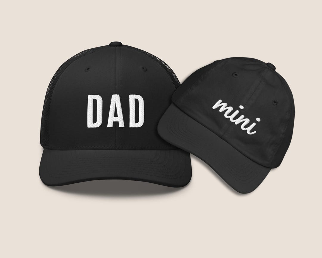 Embroidered Dad Mini Matching Hats Personalised Father Son Hat Matching ...