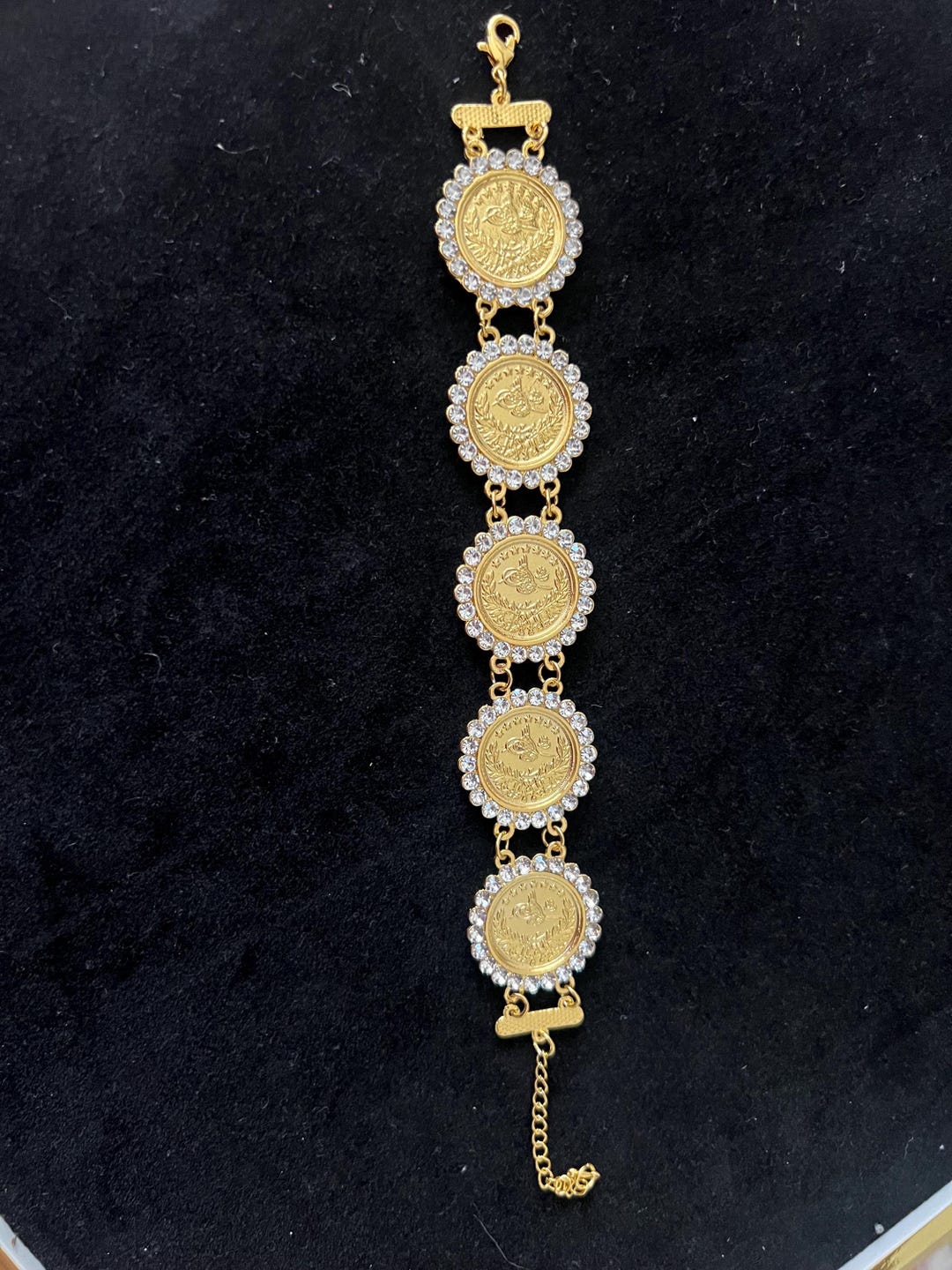 22K Gold-plated Lira Bracelet: Vintage Middle Eastern Jewelry - Etsy
