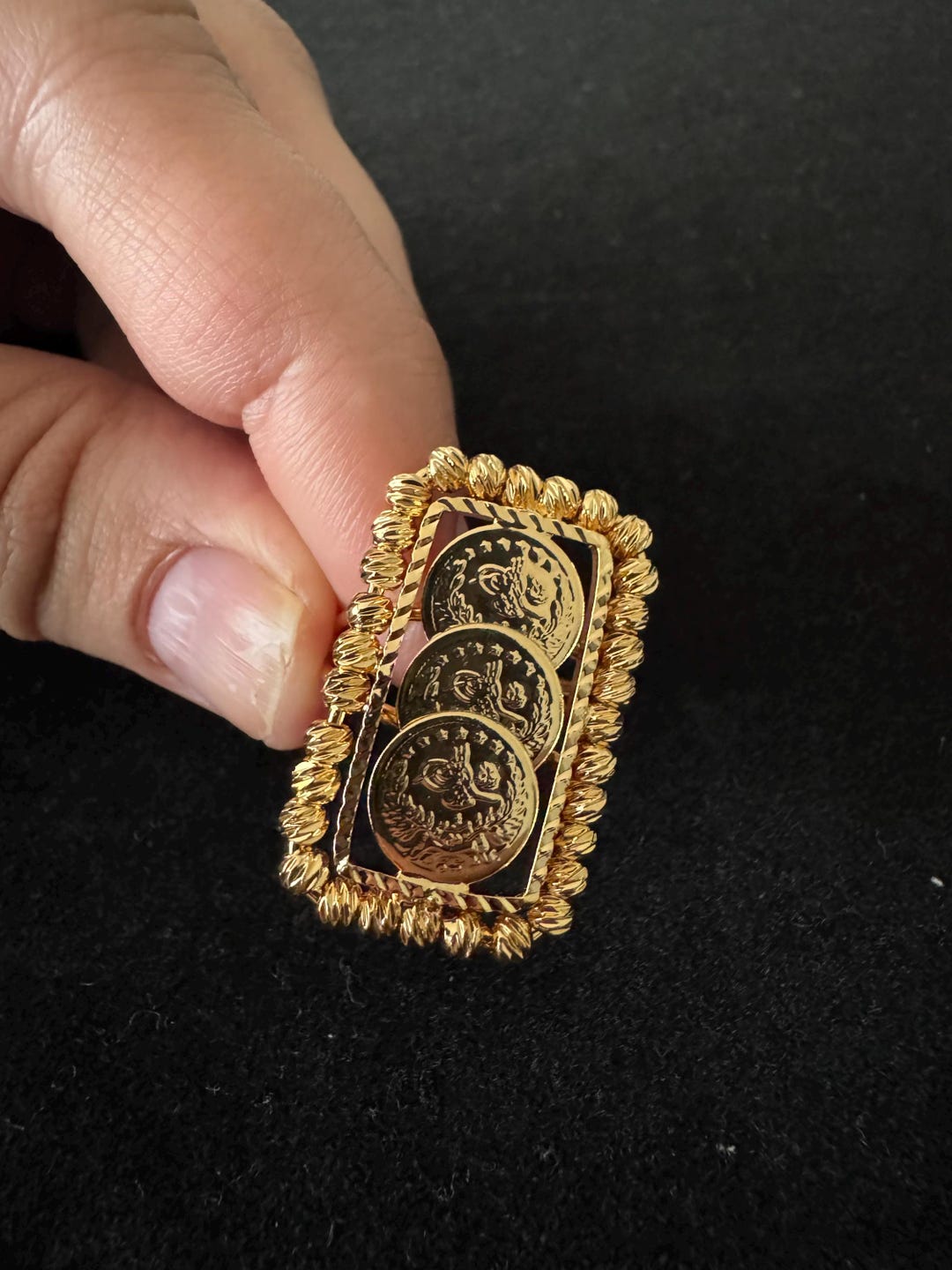 22k Gold-plated Lira Ring: Middle Eastern Design Statement Jewelry - Etsy