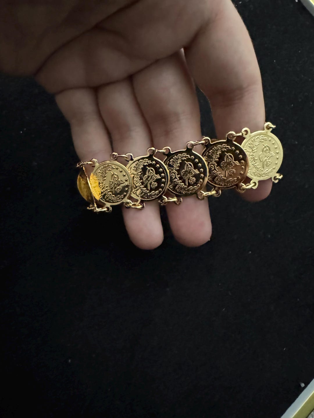 22k Gold-plated Lira Braclet, Middle Eastern Jewelry, Dubai Jewelry ...