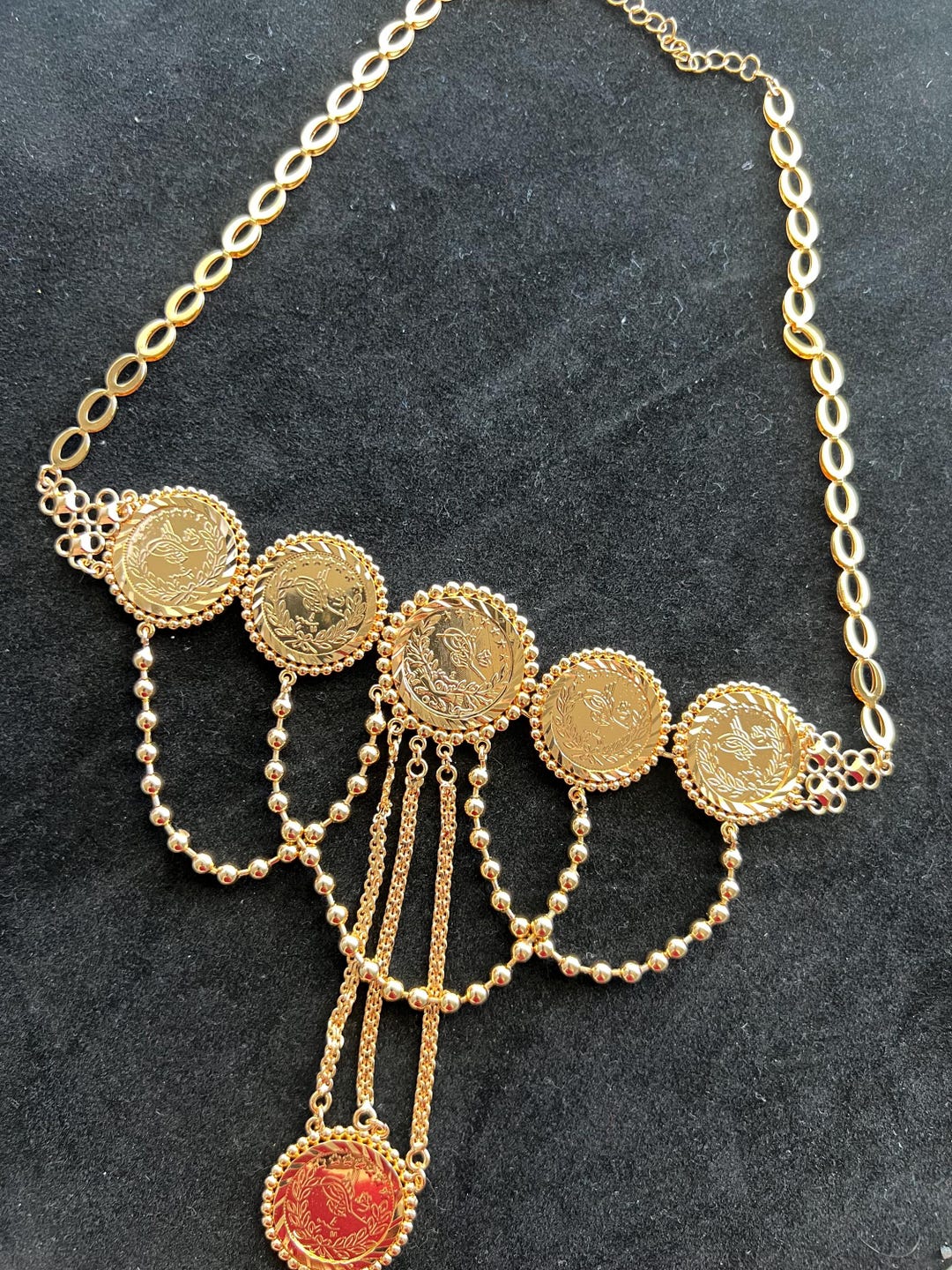 Luxurious 22k Gold-plated Necklace, Middle Eastern Jewelry, Gold ...