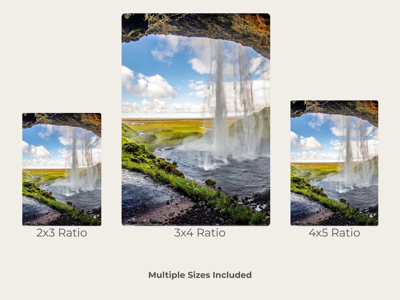 Cave Waterfall Behind Falls Landscape Photo Wall Art Printable Nature ...