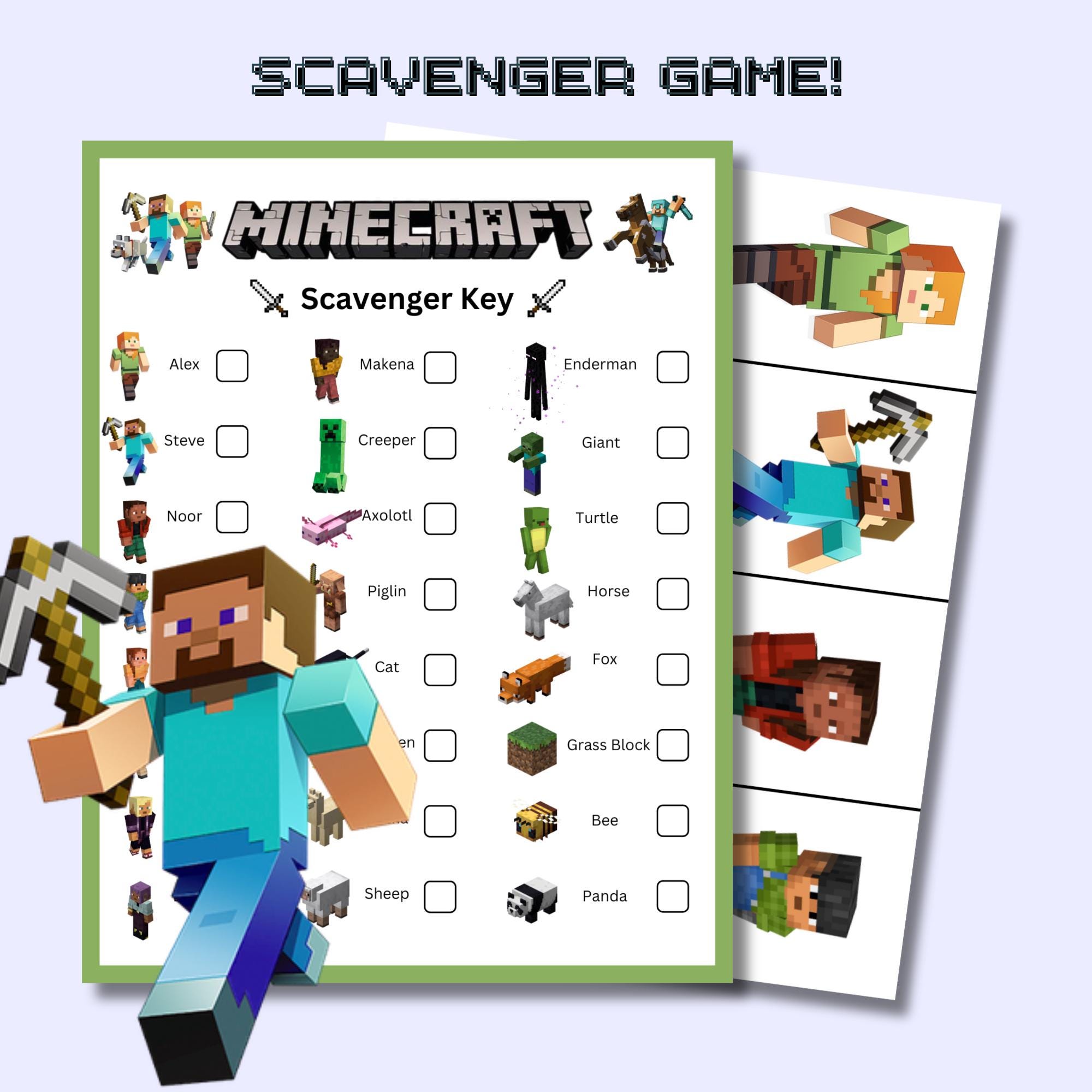 Minecraft Scavenger Hunt Game, Minecraft Friends Birthday Party Parody ...