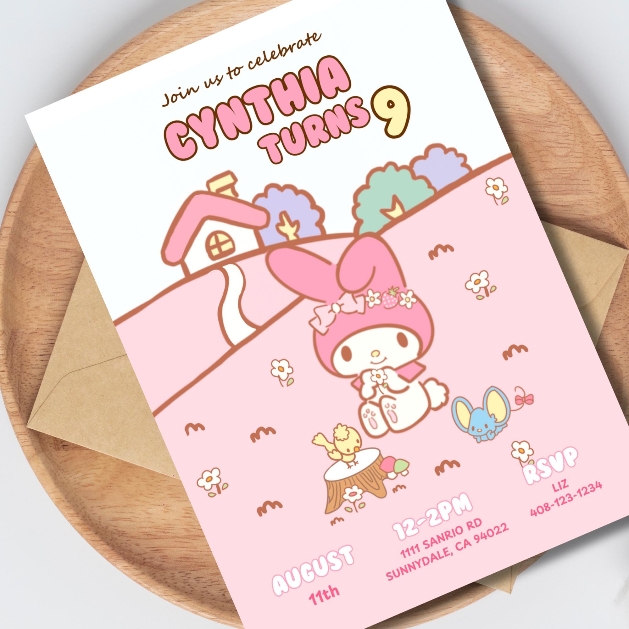 Invite Editable, Kawaii Bunny Invitation, Girls Cute Kitty Birthday ...