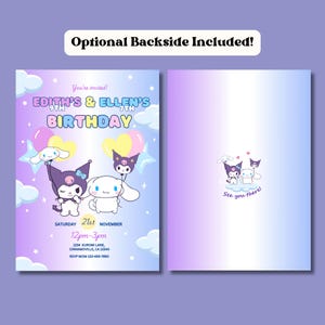 Kitty & Friends Birthday Invite Editable, Kawaii Anime Pup Invitation ...