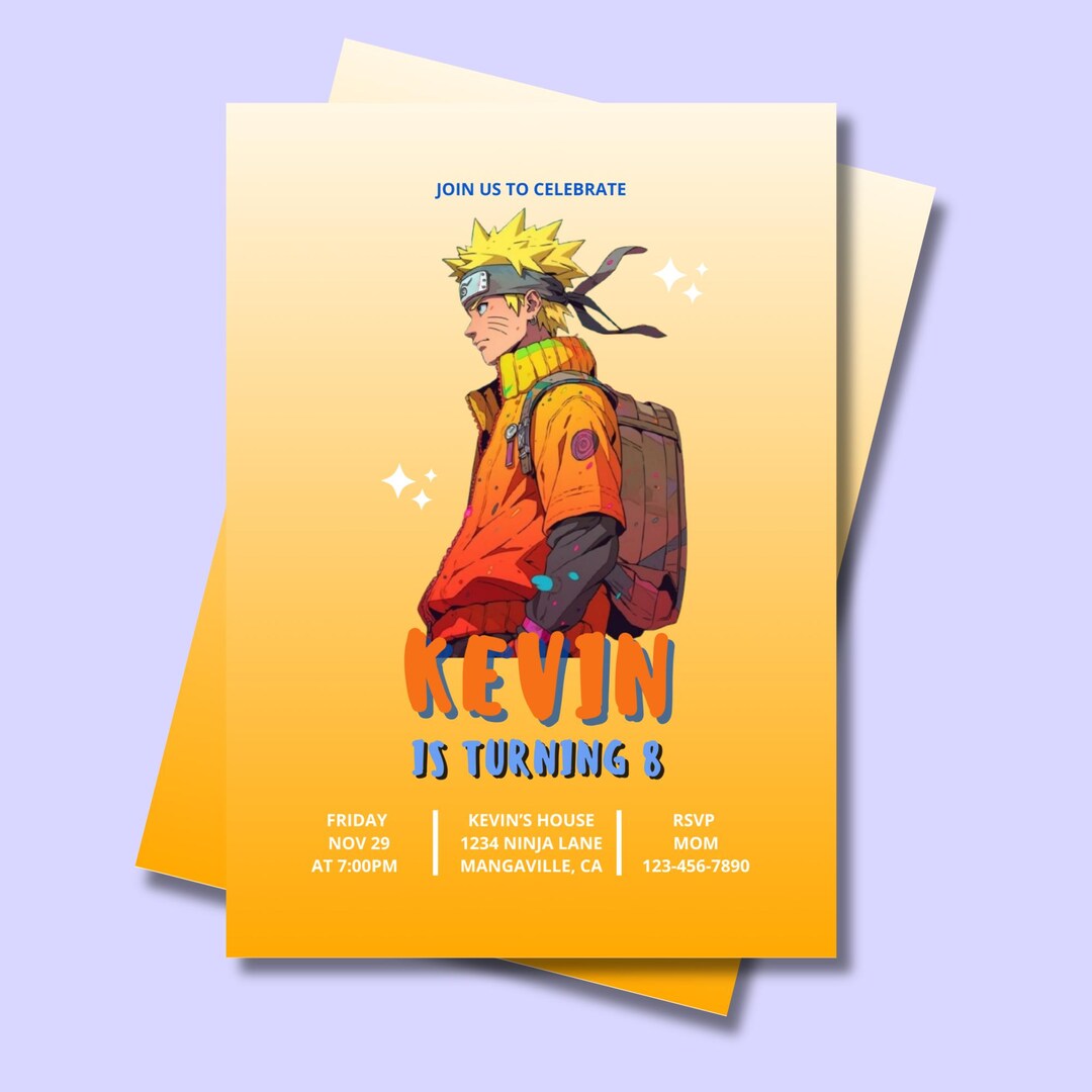 Naruto-inspired Birthday Invite Editable, Boys Anime Invitation, Ninja ...