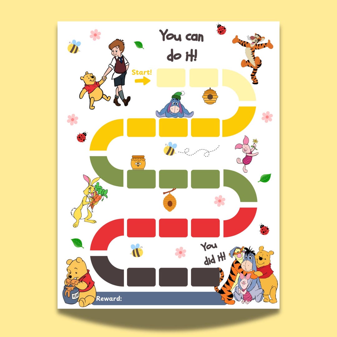 Pooh Bear Reward Chart, Printable Pooh Bear Behavior, Cute Animals ...