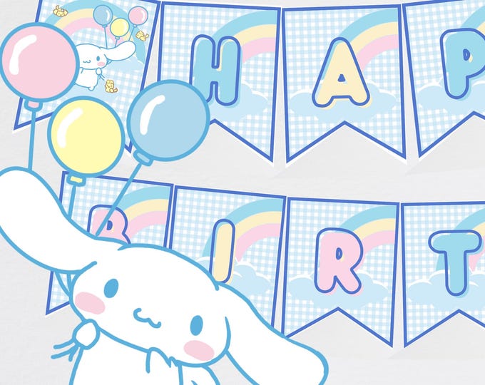 Sanrio Birthday Banner, Happy Birthday Banner,cinnamoroll Inspire ...