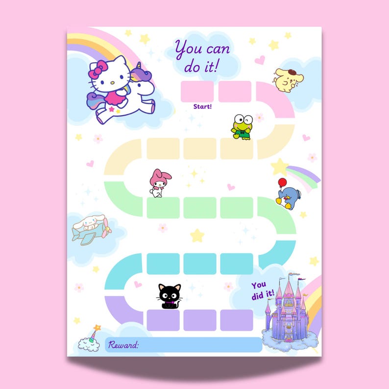 Unicorn Kitty Reward Chart, Printable Kitty Behavior, Kitty and Friends ...
