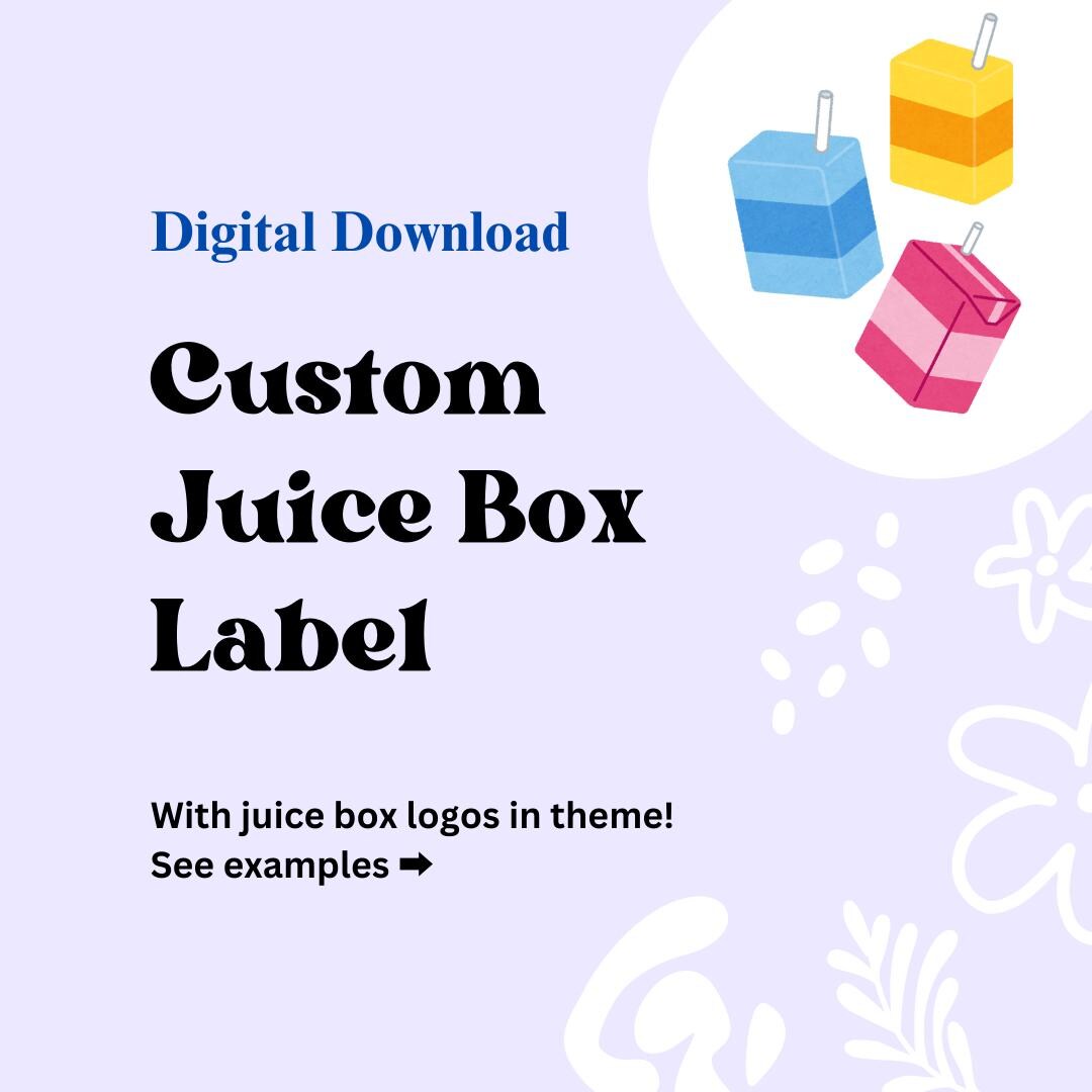 Custom Juice Box Labels With Juice Brand Logos Digital Download Order ...