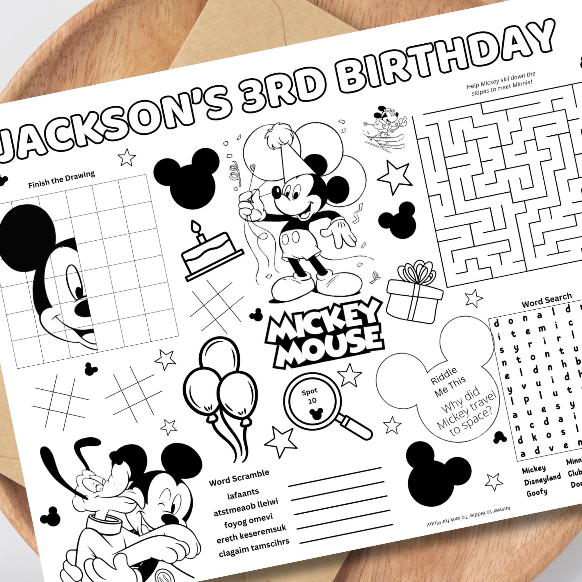 Mickey-inspired Birthday Activity Page Editable - Etsy