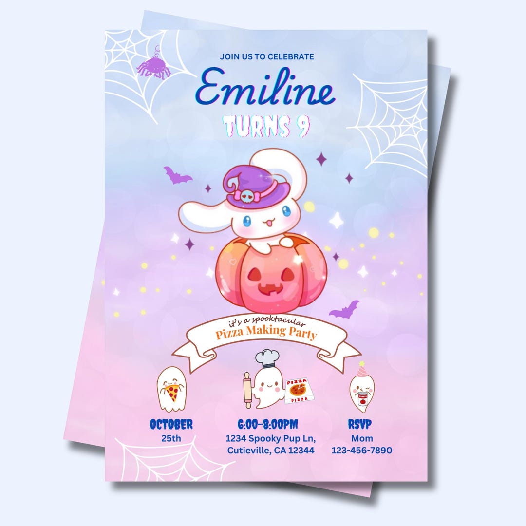 Editable Cinnamon Roll Halloween Invite Editable, Invitation, Birthday ...