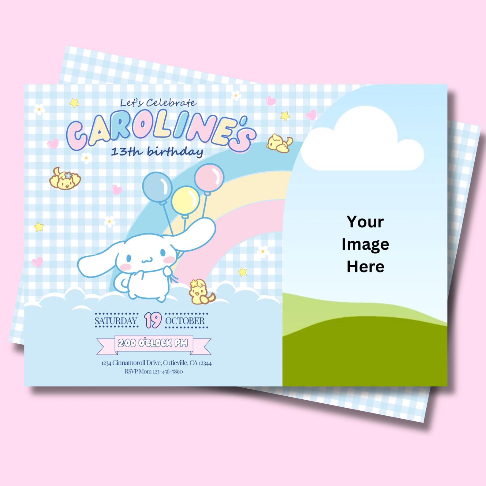 Kitty & Friends Birthday Invite Editable, Kawaii Anime Pup Party ...