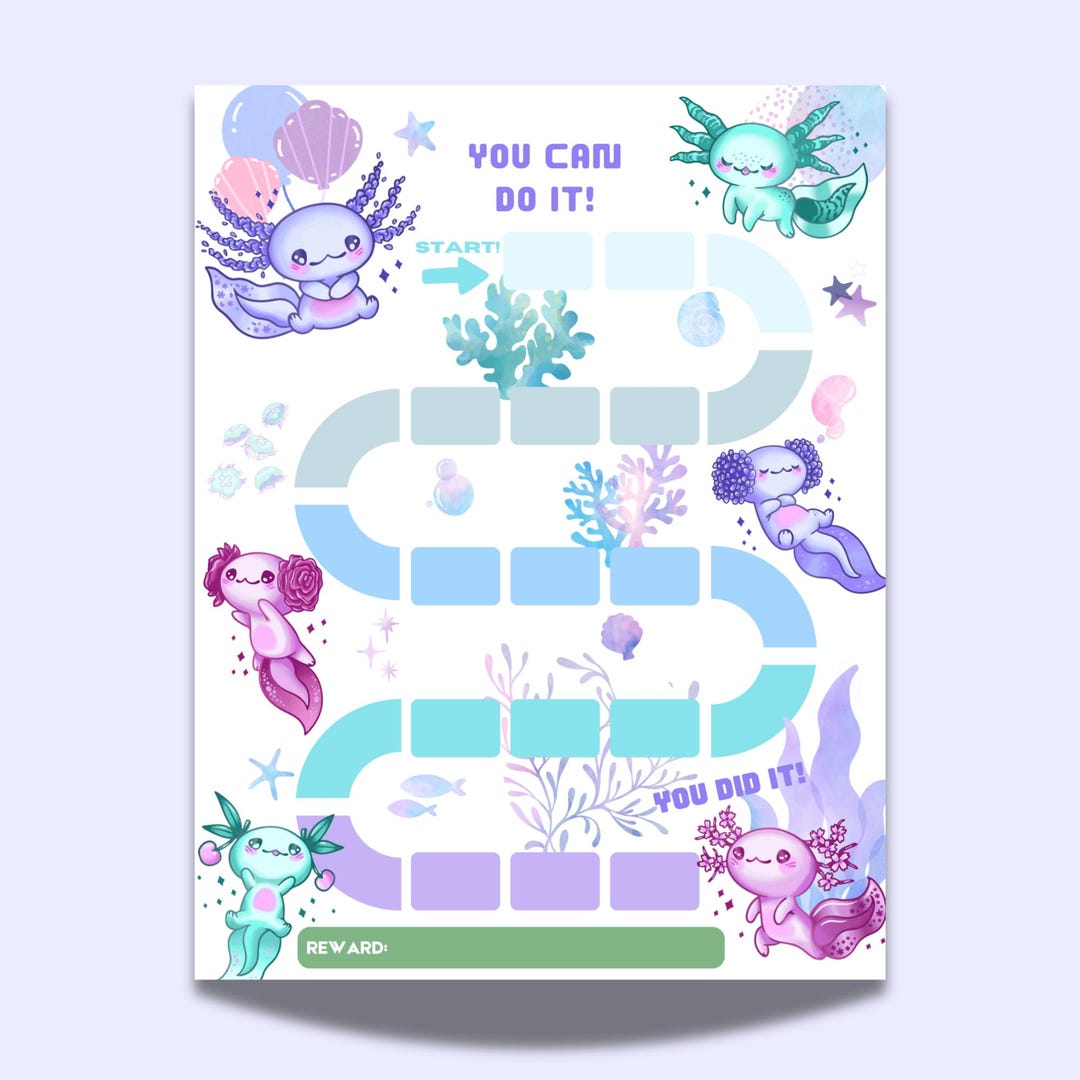 Axolotl Reward Chart, Printable Axolotl Behavior, Cute Salamander ...