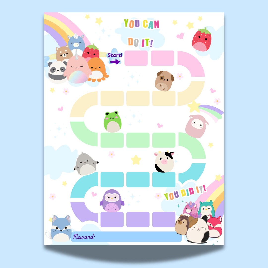Squish Reward Chart, Printable Squishy Behavior, Cute Animals Toddler ...